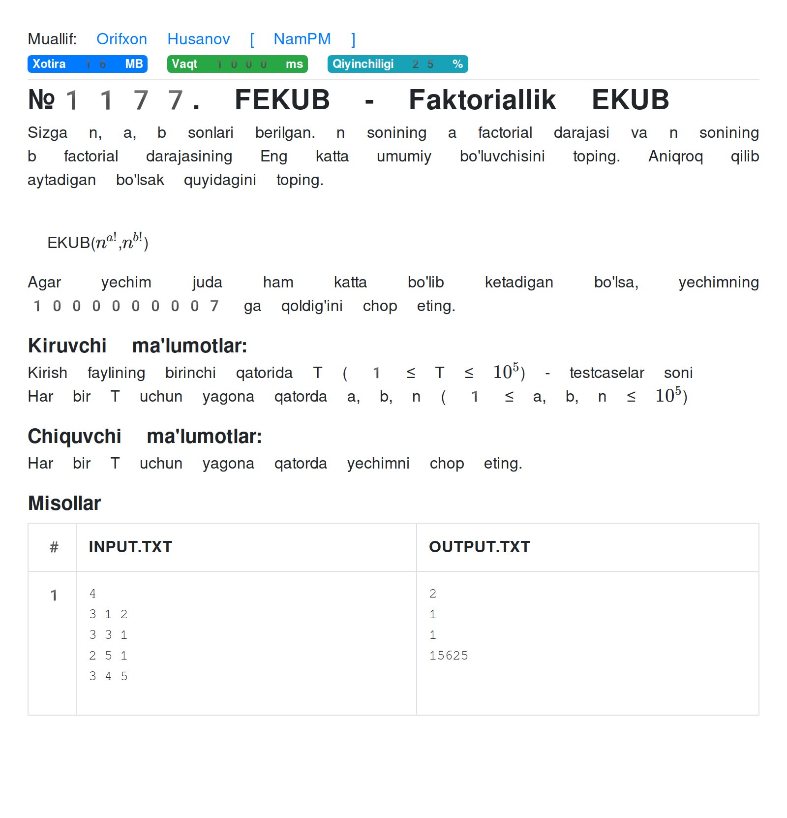 FEKUB - Faktoriallik EKUB - PIIMA