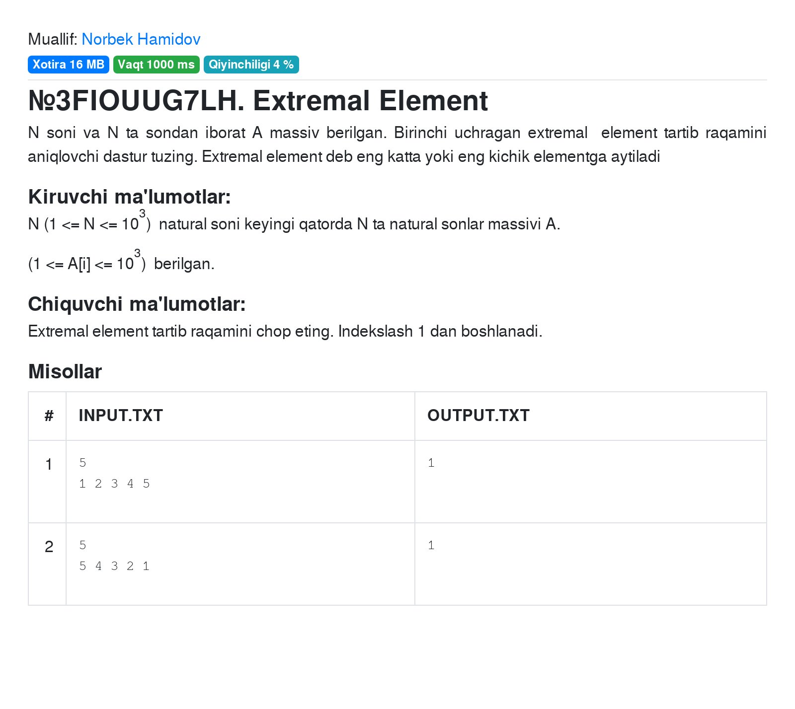 Extremal Element - PIIMA